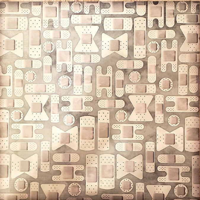 Karen Foster - single sided paper 12 x 12 - all pached up bandages ...