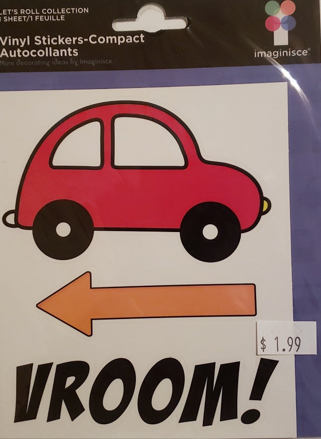 Imaginisce - vinyl sticker - lets roll collection compact car vroom ...