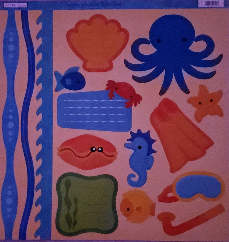 Tpc studios - 12 x 12 scrapbook sticker sheet - undersea adventure ...