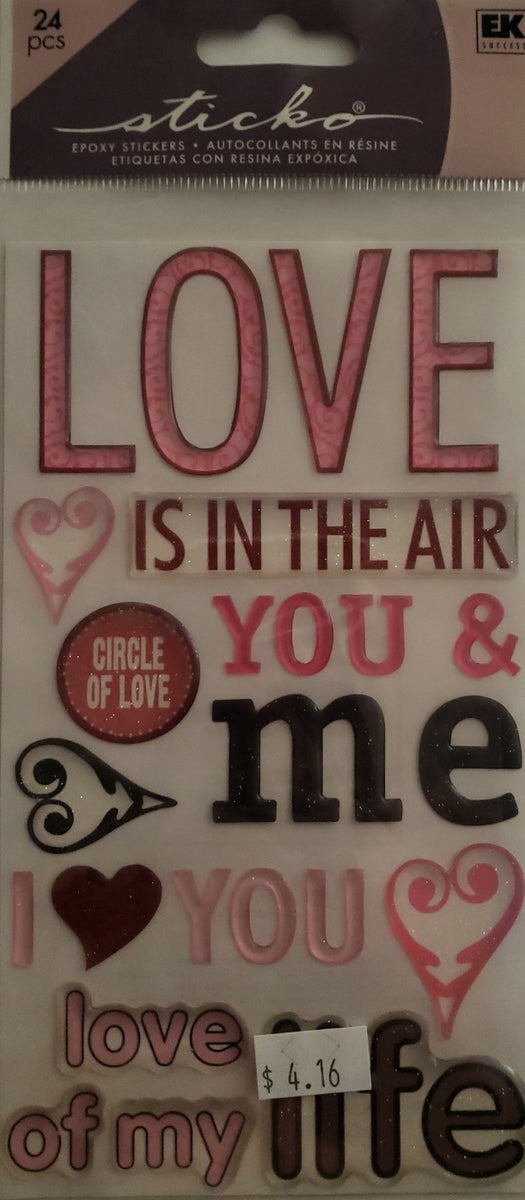 Sticko dimensional puffy Sticker pack - Love words – Dies...to die for