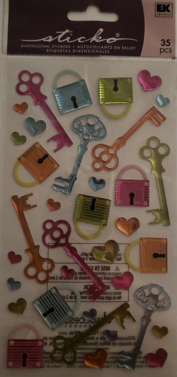 Sticko dimensional puffy Sticker pack - locks and keys – Dies...to die for
