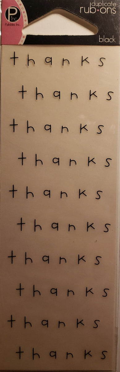 Pebbles inc - duplicates rub ons sheets - black thanks print – Dies ...
