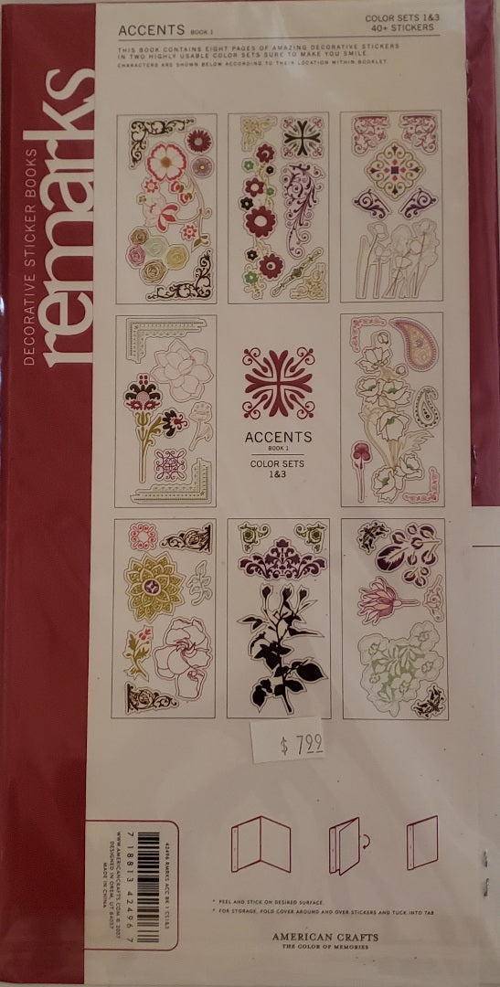 AC - American crafts - ReMarks stickers book 1 - accents color sets 1 ...