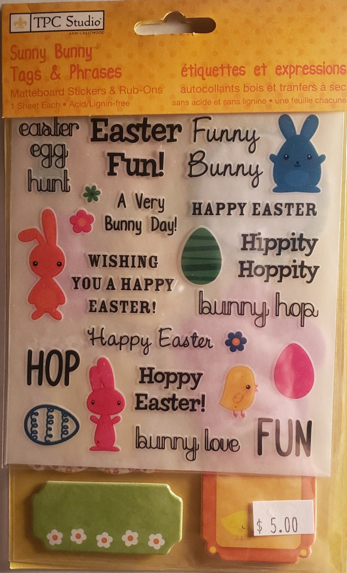 Tpc studios - dimensional sticker and rubons sheet - sunny bunny and p ...