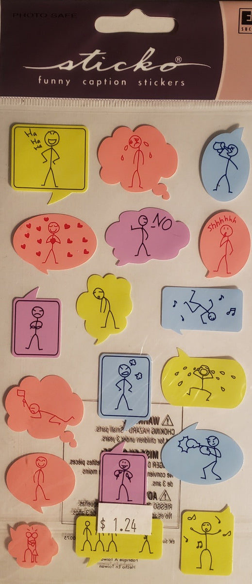 Sticko - flat sticker sheets - funky stick figure captions – Dies...to ...