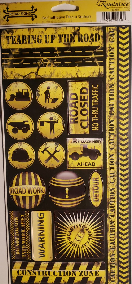 Reminisce - cardstock sticker - road signs construction signs – Dies ...