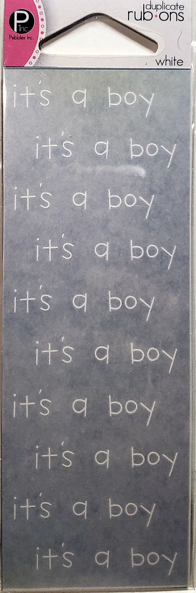 Pebbles inc - duplicate rub ons sheet - Its a boy white – Dies...to die for