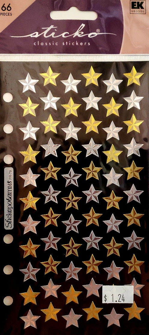 Sticko - flat sticker sheets - stars golden and silver – Dies...to die for