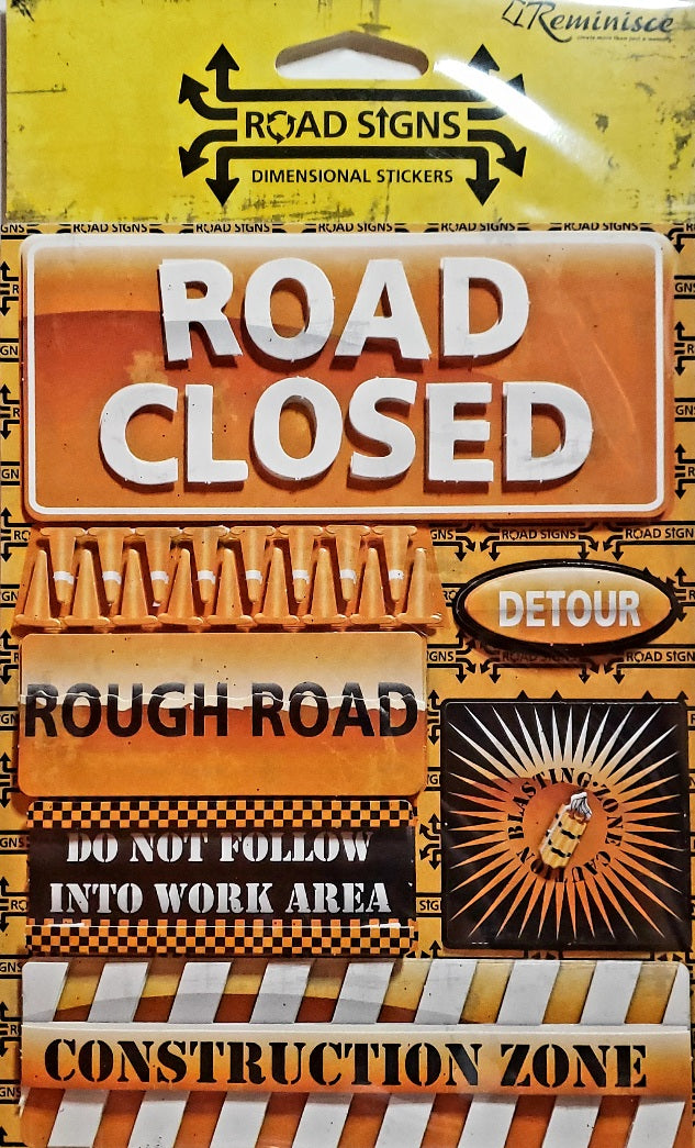 Reminisce - dimensional sticker - road signs construction zone – Dies ...