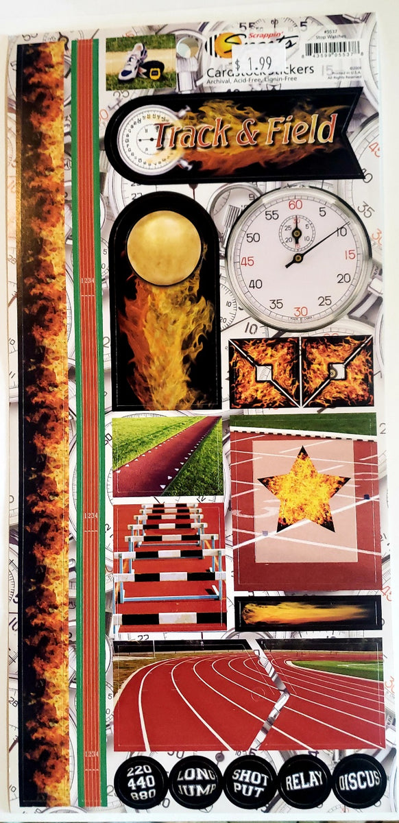 Scrappin' sports - cardstock stickers - sports on fire - track and fie ...