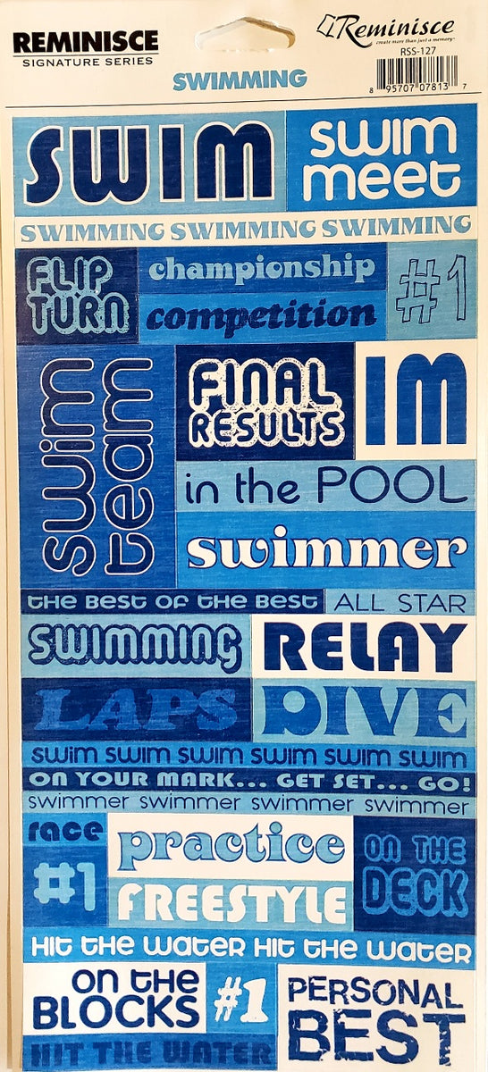 Reminisce - cardstock sticker - swimming words – Dies...to die for